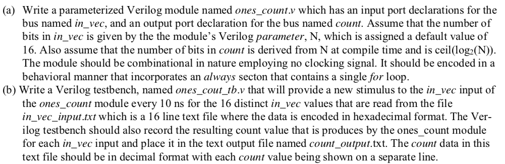 (a) Write a parameterized Verilog module named | Chegg.com (a) Write a parameterized Verilog module named | Chegg.com
