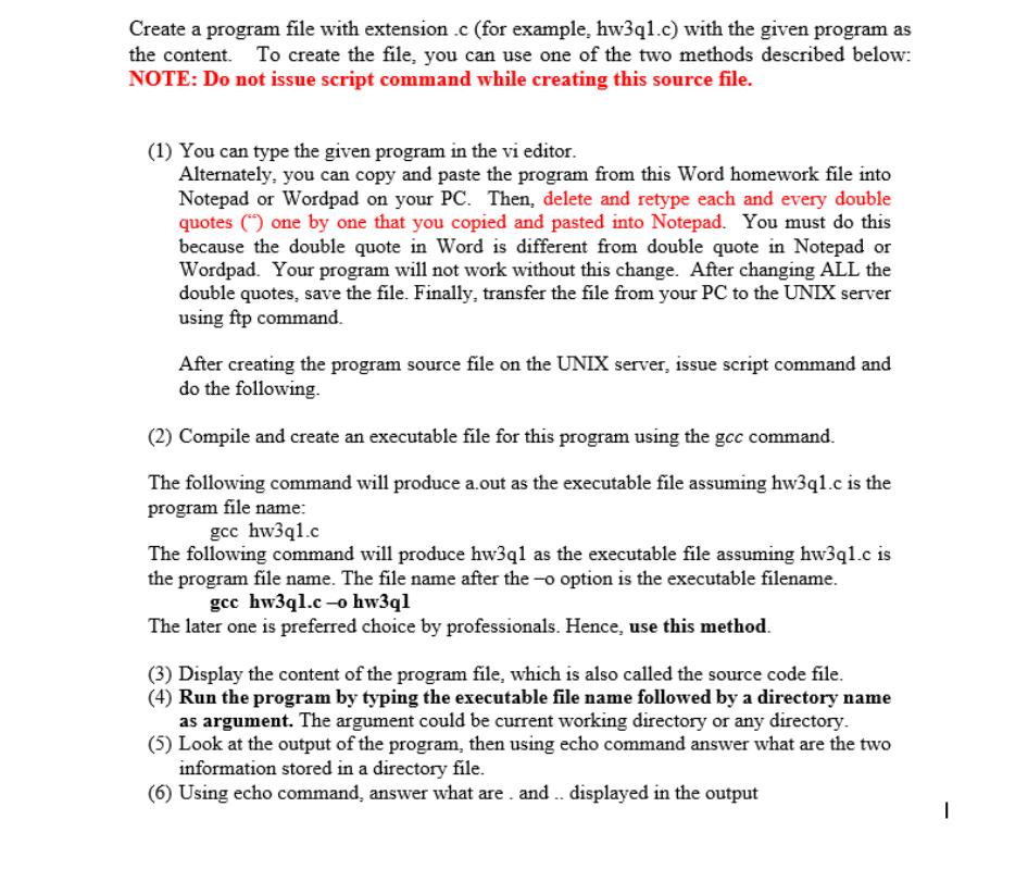 Solved Create a program file with extension c (for example, | Chegg.com