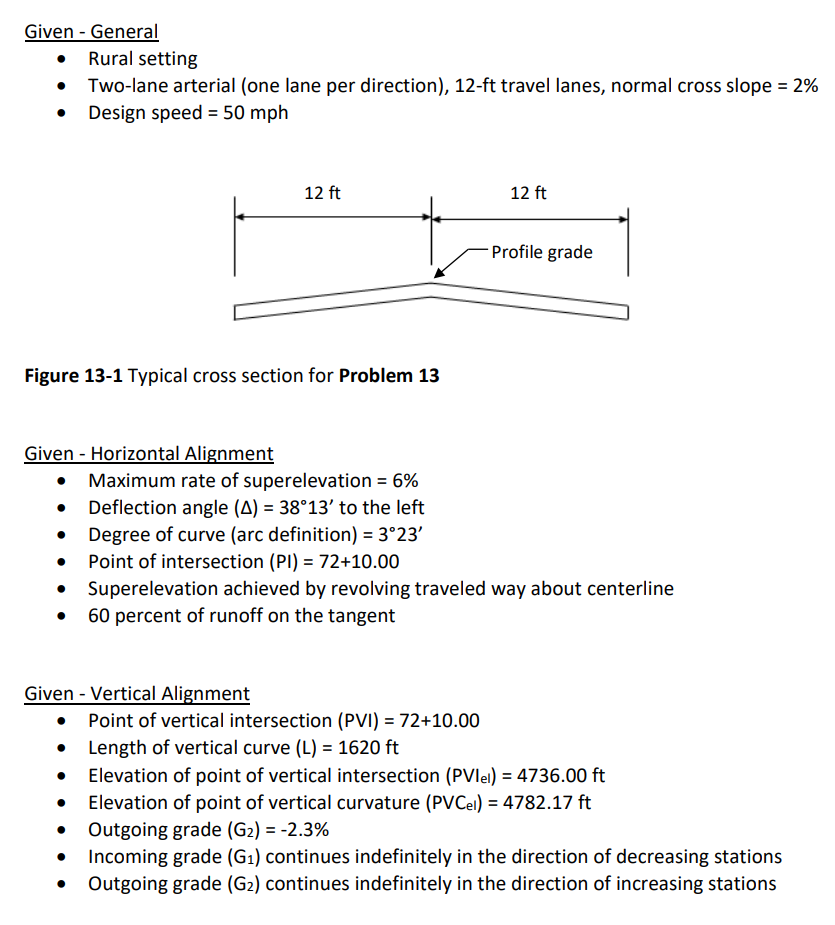 Design the superelevation transition from “begin | Chegg.com