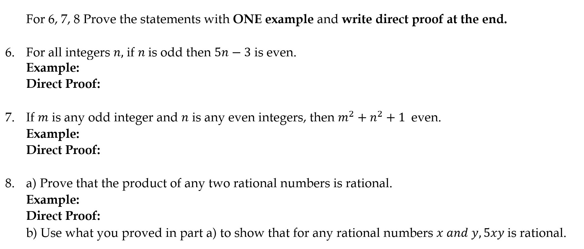 Solved Please provide a direct proof not just examples. The | Chegg.com