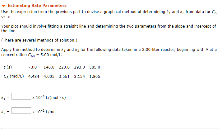 Solved Estimating Rate Parameters Use the expression from | Chegg.com