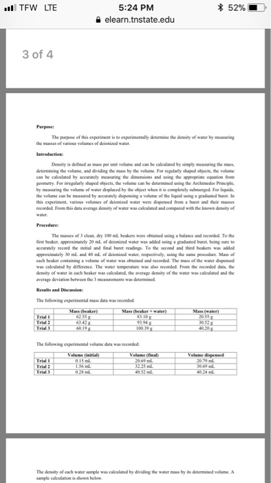Solved Experiment 4: COLLIGATIVE PROPERTIES: MOLAR MASS | Chegg.com