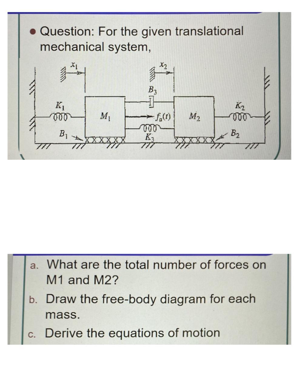 Solved • Question: For the given translational mechanical | Chegg.com Solved • Question: For the given translational mechanical | Chegg.com