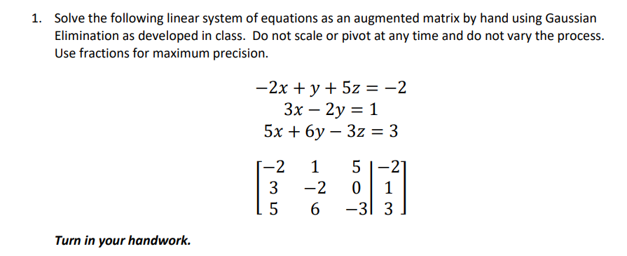 Solved Solve The Following Linear System Of Equations As An