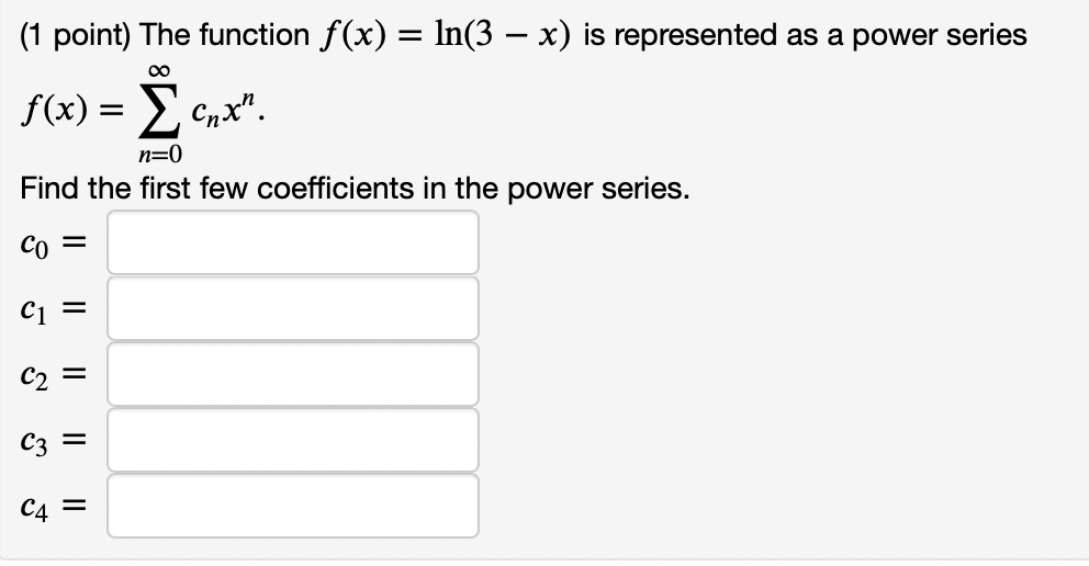 Solved = (1 point) The function f(x) = ln(3 – x) is | Chegg.com