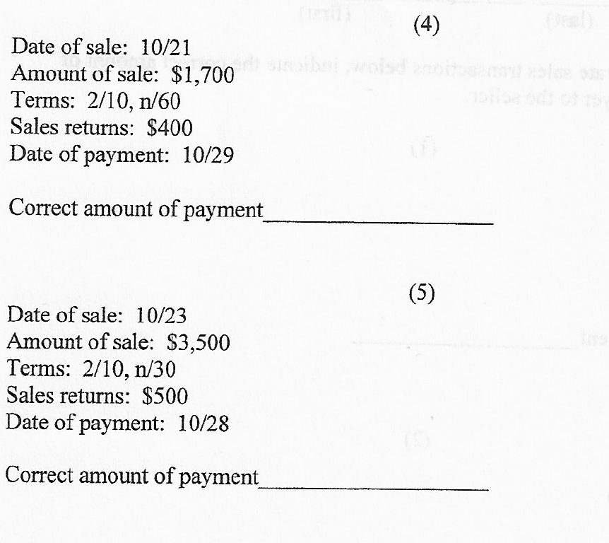 Solved For each of the five separate sales transactions | Chegg.com