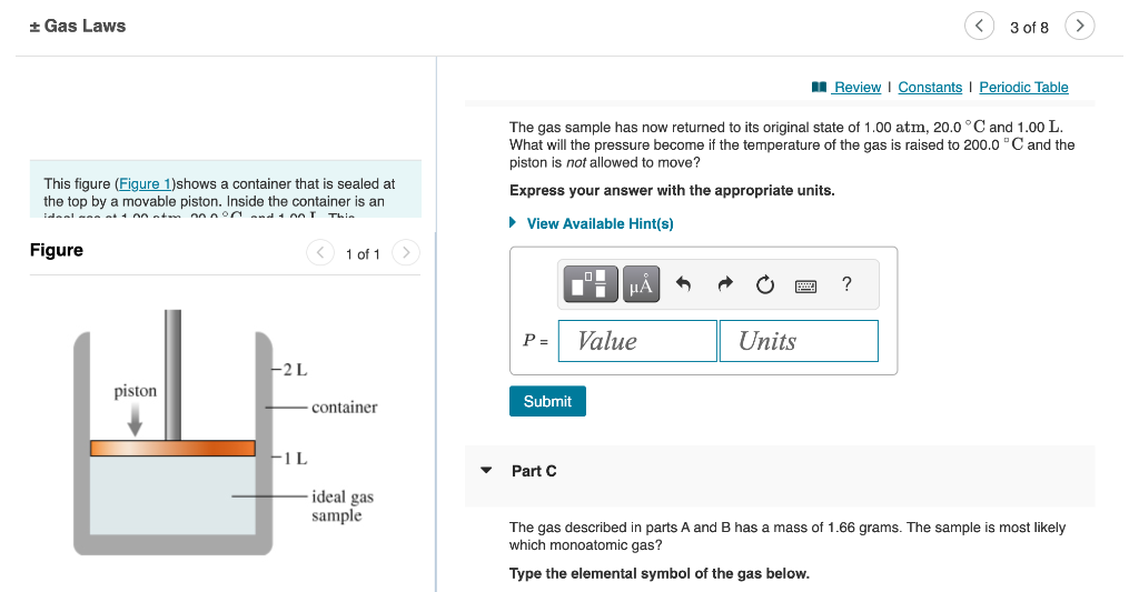 Solved The gas sample has now returned to its original state | Chegg.com