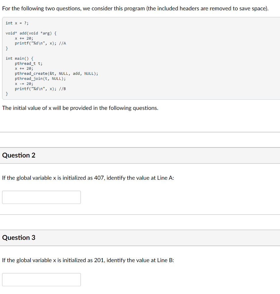Solved For the following two questions, we consider this | Chegg.com