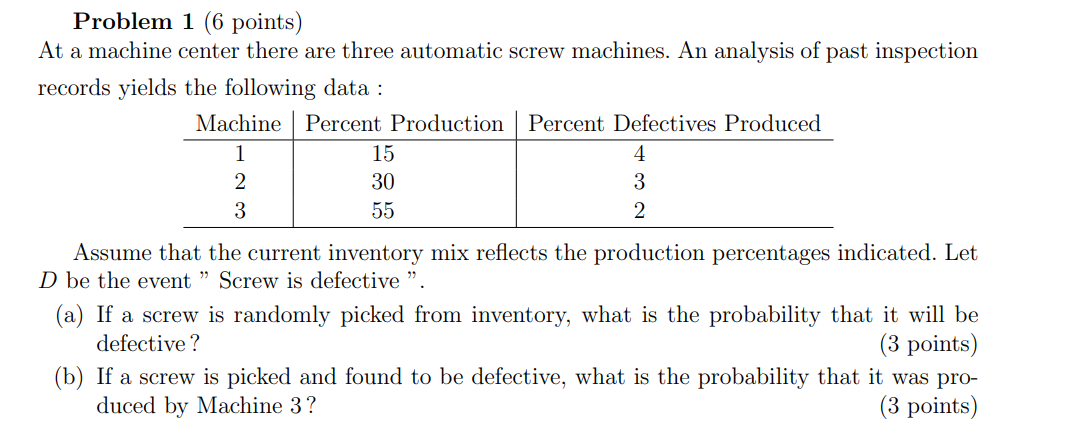 Solved Problem 1 (6 ﻿points)At a machine center there are | Chegg.com