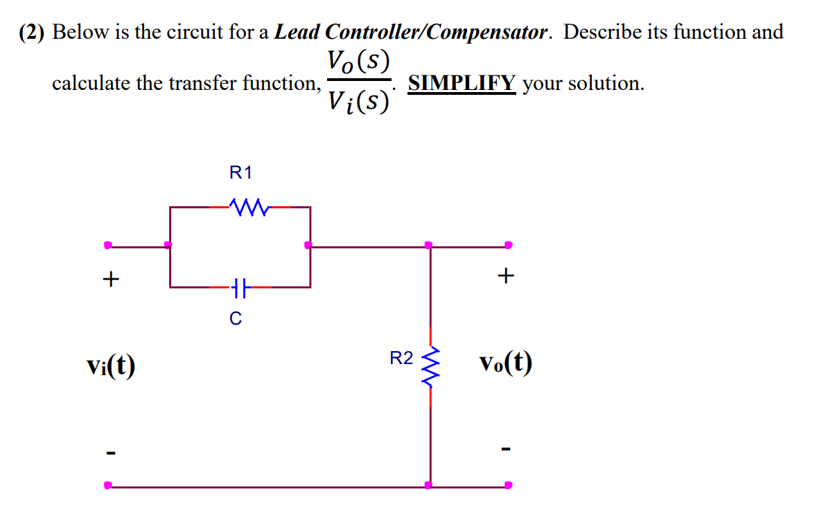 Solved e.) (9pts) PI, PD, and PID controllers can be | Chegg.com