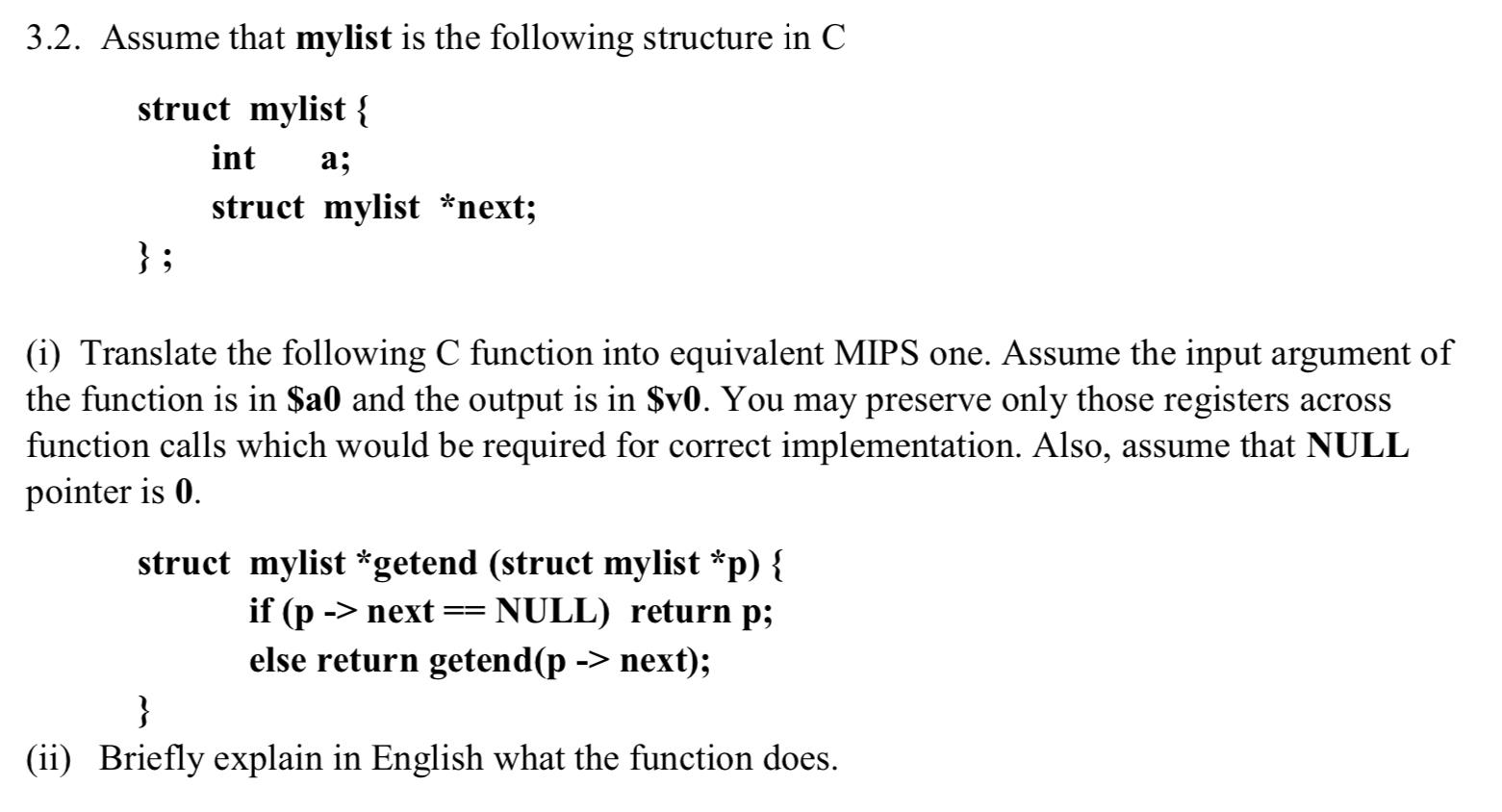 Solved 32 Assume That Mylist Is The Following Structure In 