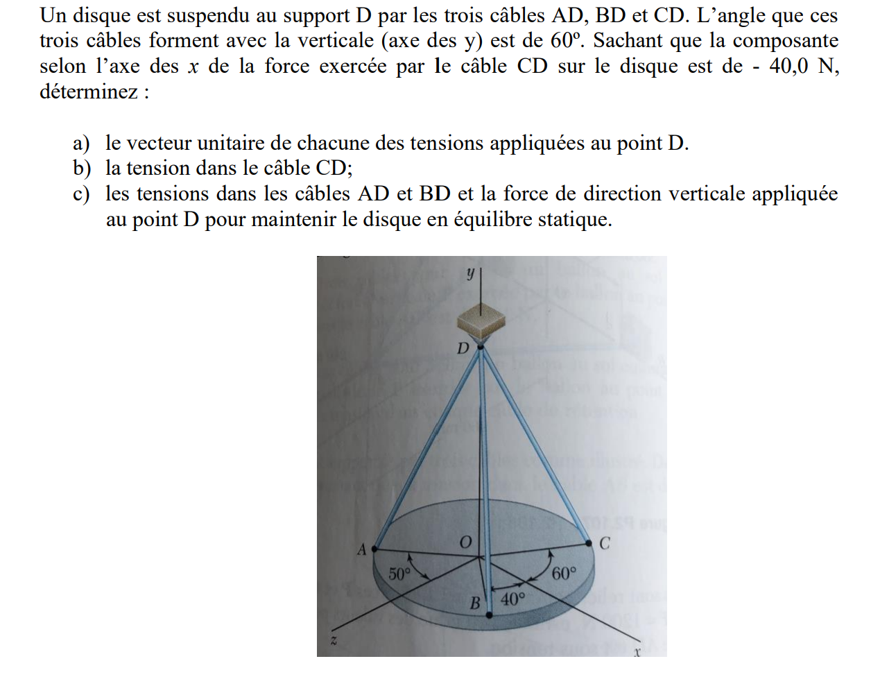 Un disque est suspendu au support D par les trois | Chegg.com