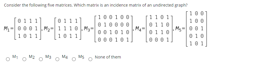 Solved Consider the following five matrices. Which matrix is | Chegg.com