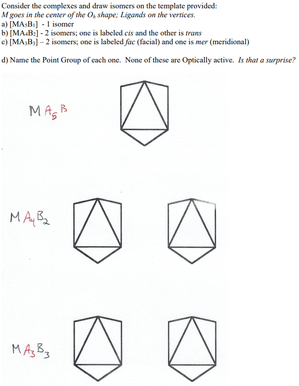 Solved Consider the complexes and draw isomers on the | Chegg.com
