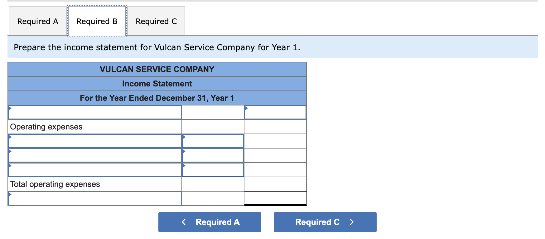 Solved Vulcan Service Company experienced the following | Chegg.com