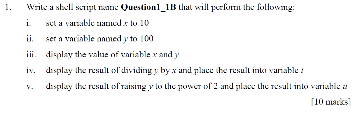 Solved 1 Write A Shell Script Name Question11b That Will