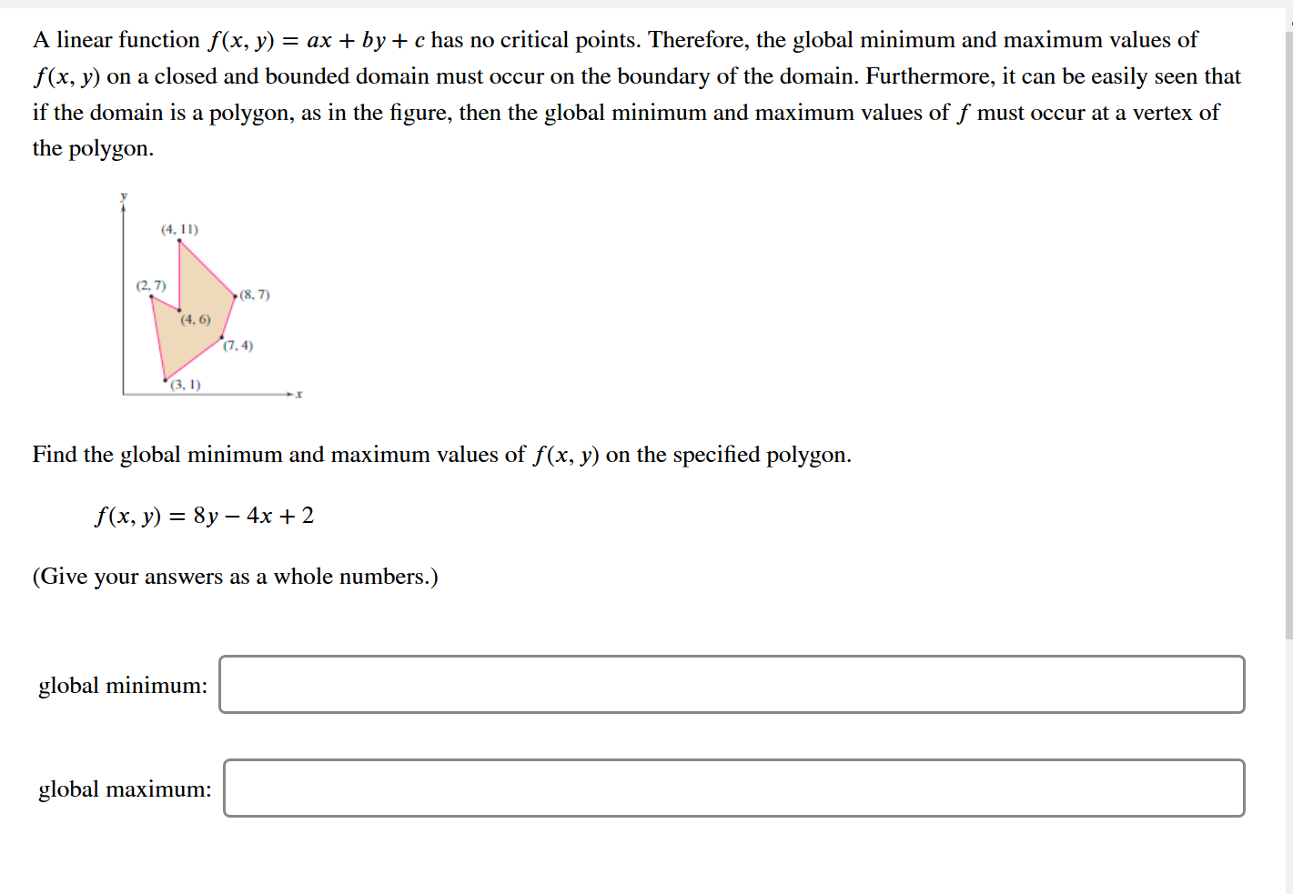 Solved A linear function f(x, y) = ax + by+c has no critical | Chegg.com