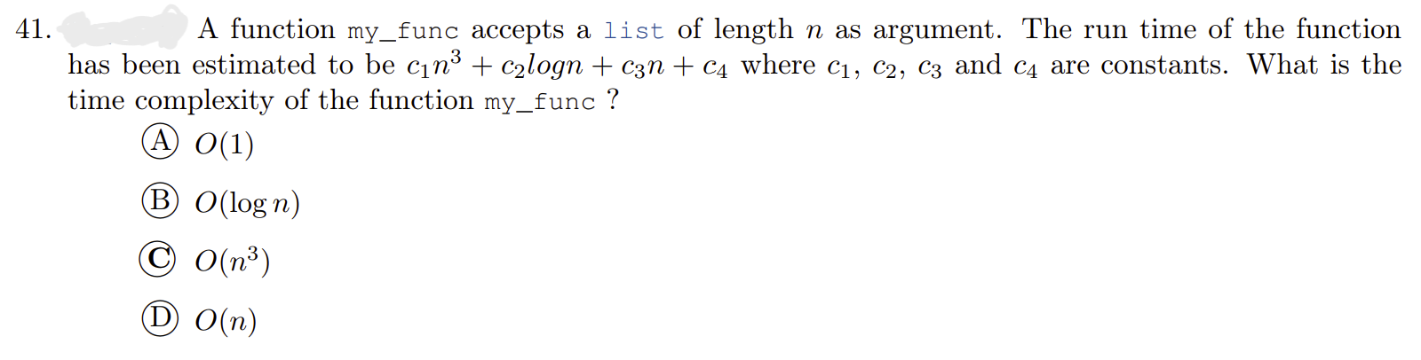 Solved A Function Myfunc Accepts A List Of Length N as 5122