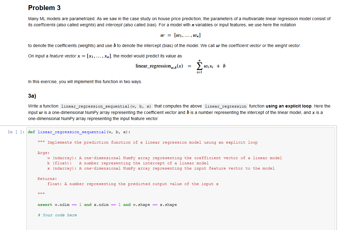 Solved Problem 3 Many ML models are parametrized. As we saw | Chegg.com