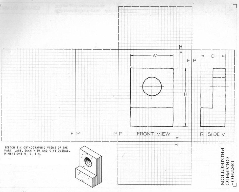 Solved Sketch six orthographic views of the part. Label each | Chegg.com