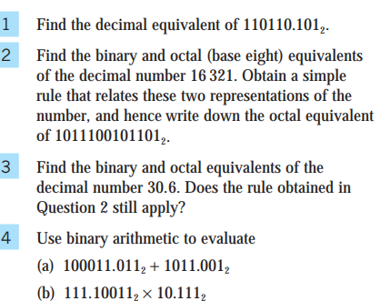 Solved Find the decimal equivalent of 110110.1012. Find the | Chegg.com