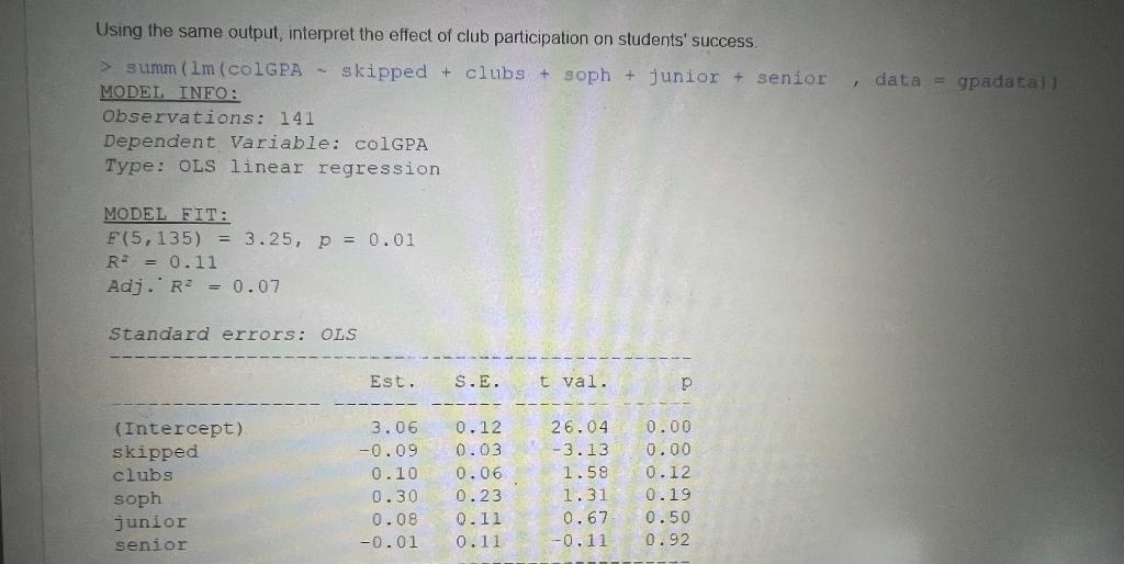 Solved Can we include a dummy indicator for freshman? Why or | Chegg.com