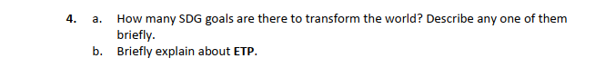 Solved a. ﻿How many SDG goals are there to transform the | Chegg.com