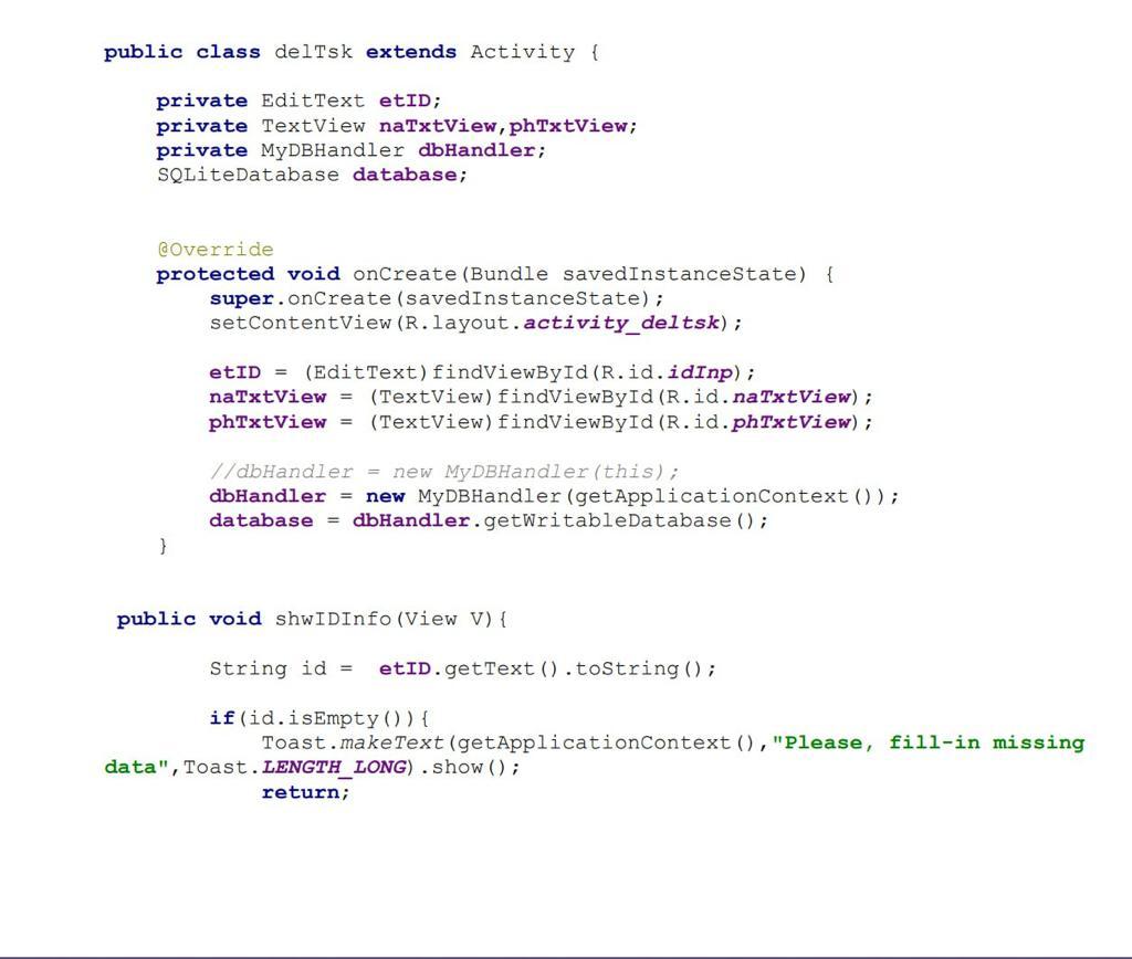 Solved Fill the missing part dedicated for record delete. | Chegg.com