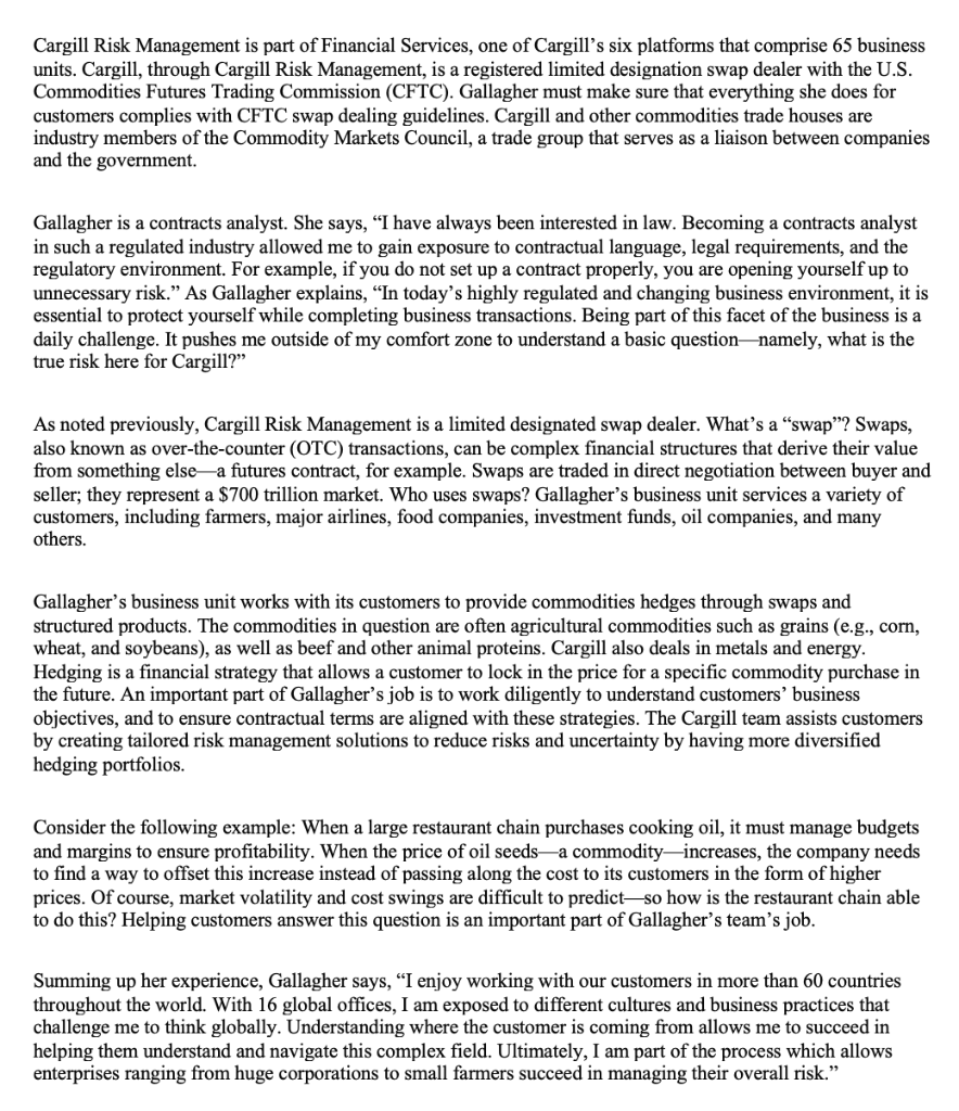 Solved A Day in the Life of a Contracts Analyst at Cargill | Chegg.com
