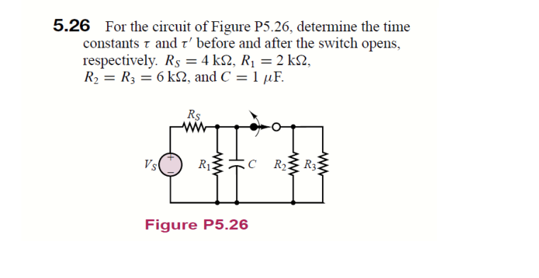 Solved 5.26 For the circuit of Figure P5.26, determine the | Chegg.com