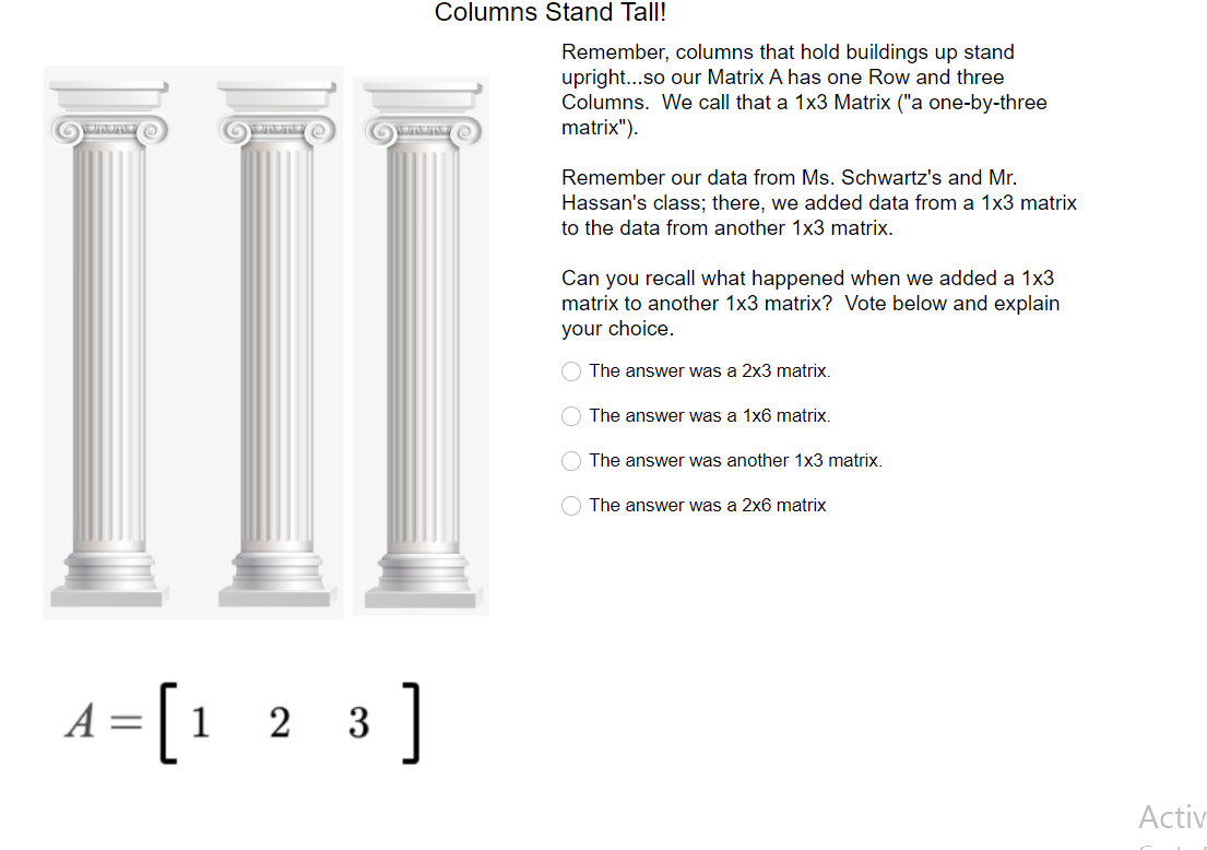 Solved Columns Stand Tall! Remember, columns that hold | Chegg.com