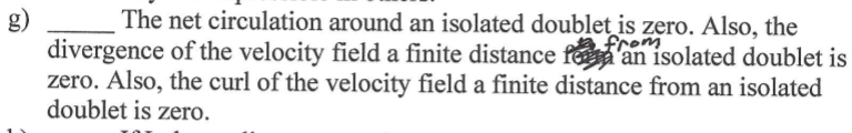 Solved The net circulation around an isolated doublet is | Chegg.com