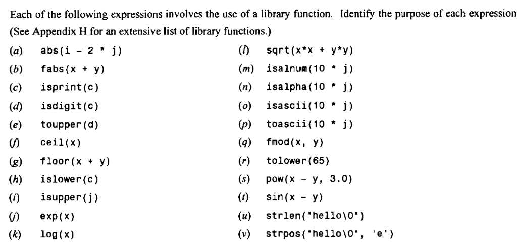 Solved Each of the following expressions involves the use of | Chegg.com