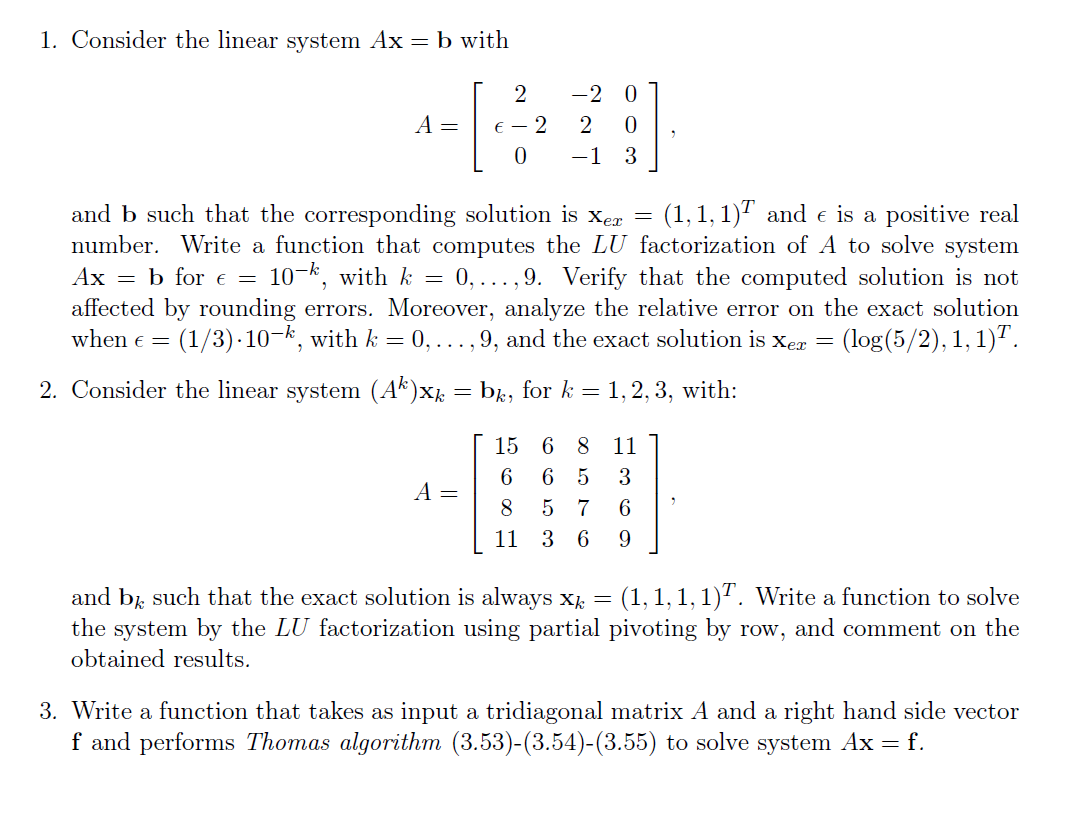 Solved Consider the linear system Ax=b | Chegg.com