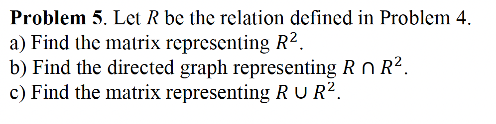 Problem 5. Let R be the relation defined in Problem | Chegg.com