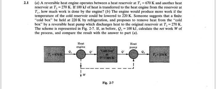 Solved 2.1 (a) A reversible heat engine operates between a | Chegg.com