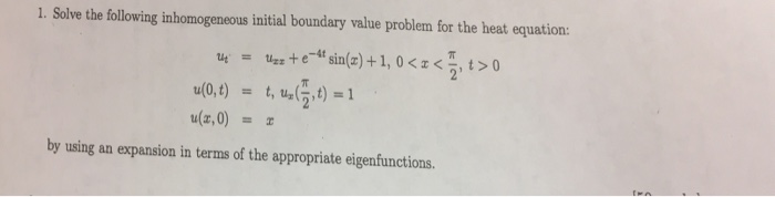 Solved 1. Solve the following inhomogeneous initial boundary | Chegg.com
