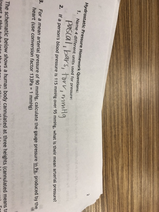 Solved Hydrostatic Pressure Homework Questions: 1. Name 4 | Chegg.com