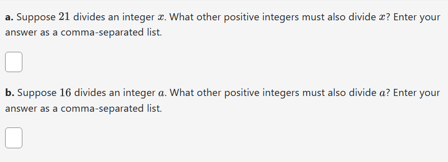 Solved a. ﻿Suppose 21 ﻿divides an integer x. ﻿What other | Chegg.com