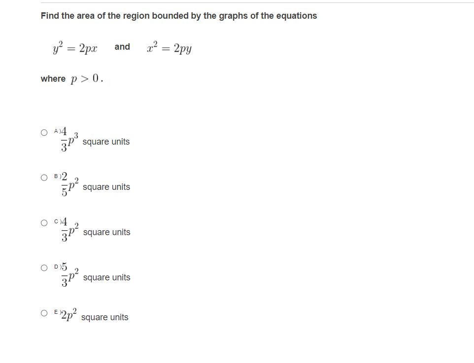 Solved Find the area of the region bounded by the graphs of | Chegg.com