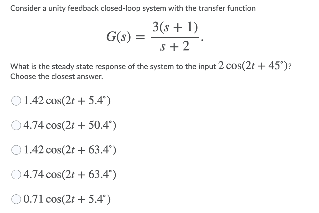 Solved Consider a unity feedback closed-loop system with the | Chegg.com