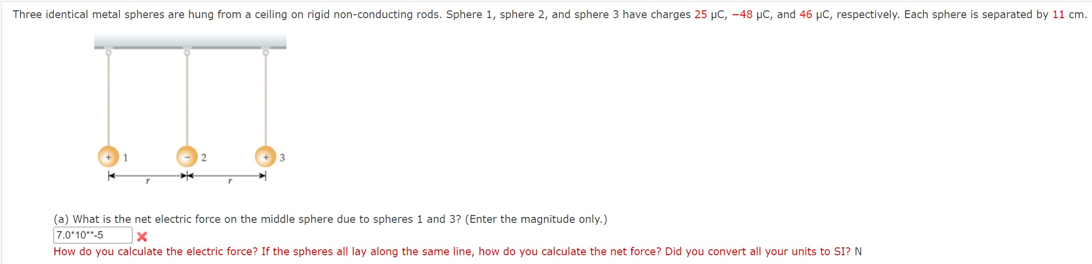 Solved (a) ﻿What is the net electric force on the middle | Chegg.com