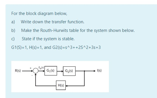 Solved For the block diagram below, a) Write down the | Chegg.com
