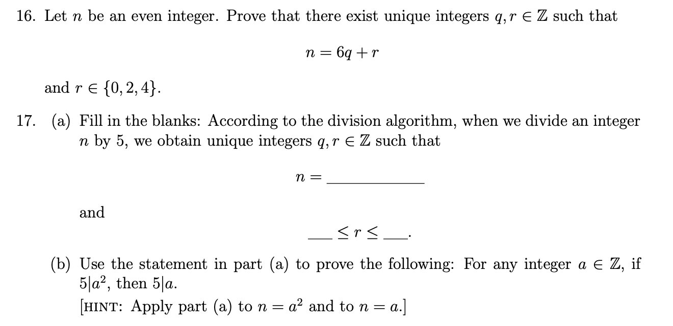 Solved 16. Let n be an even integer. Prove that there exist | Chegg.com