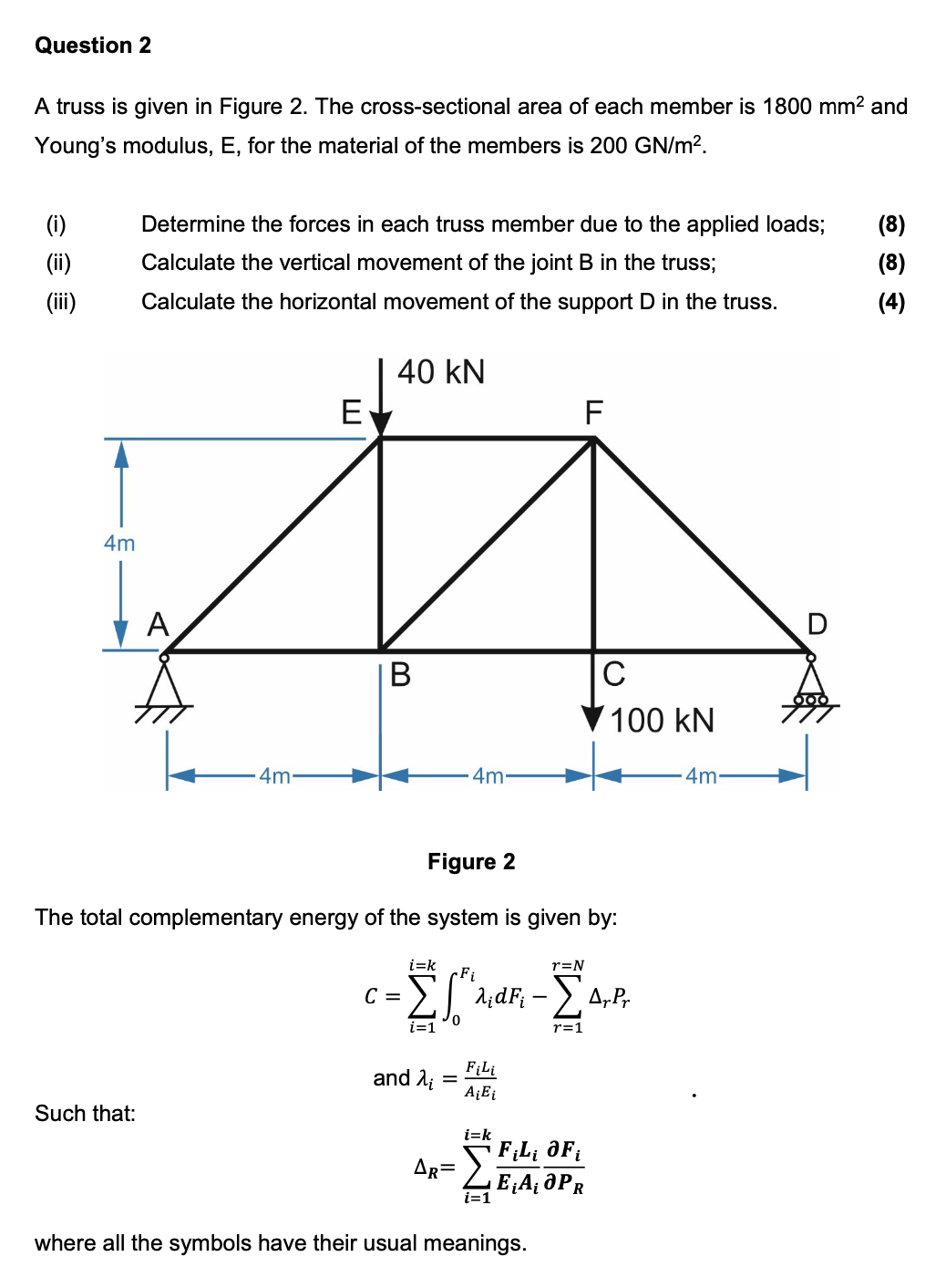 [Solved]: A truss is given in Figure 2. The cross-sectional