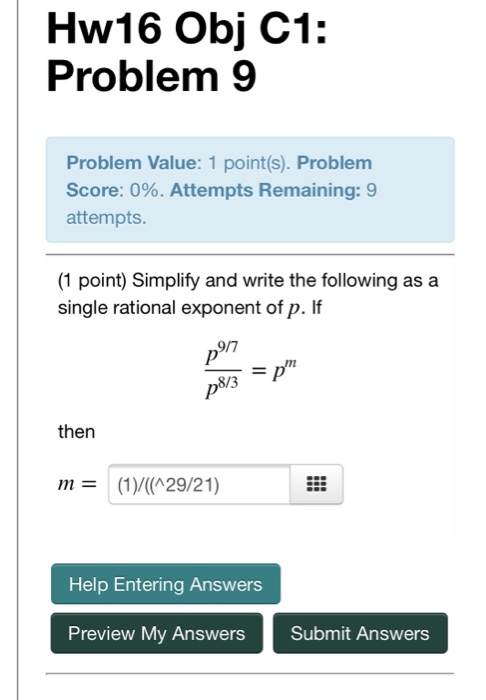 Solved Score: 33%. Attempts Remaining: 4 attempts. (1 point) | Chegg.com