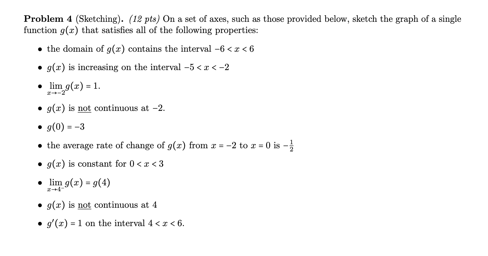 Solved Problem 4 (Sketching). (12 ﻿pts) ﻿On a set of axes, | Chegg.com