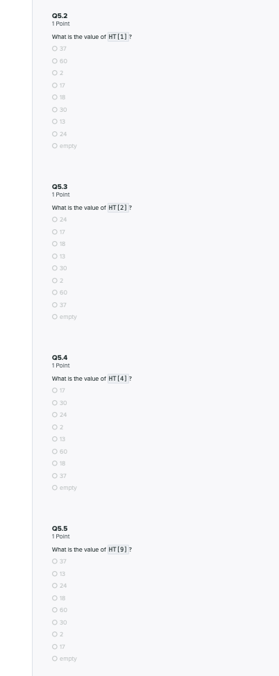 Solved Q5 5 Points Consider the following open-addressing | Chegg.com