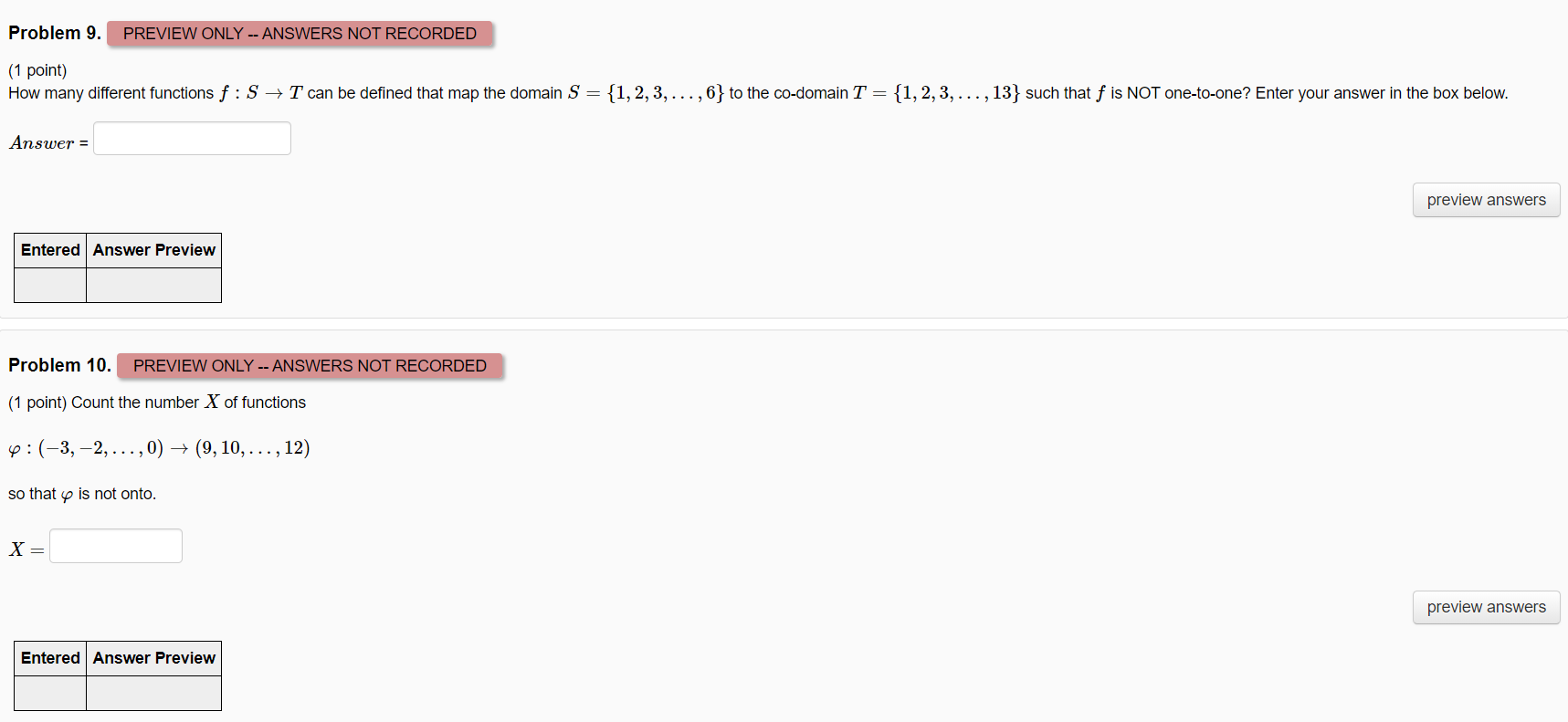 Solved Problem 9. PREVIEW ONLY -- ANSWERS NOT RECORDED (1 | Chegg.com