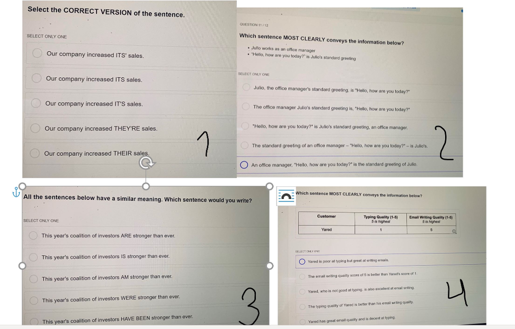 Solved Select the CORRECT VERSION of the sentence QUESTION | Chegg.com